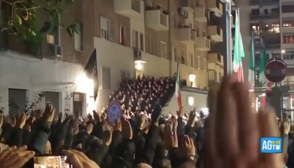 Hundreds of people gave the fascist salute during a demonstration in ...