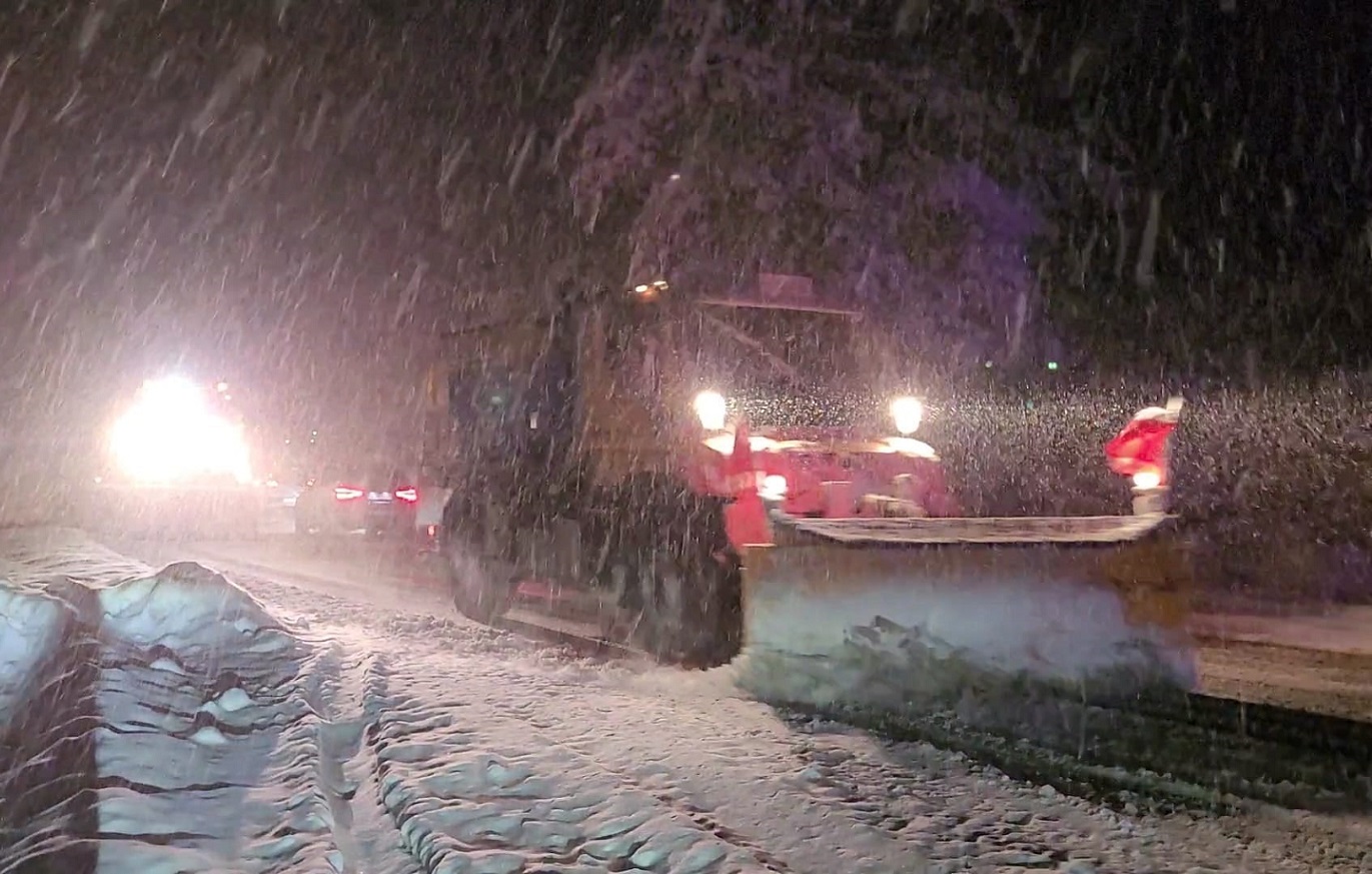 S-a întors iarna: Ninge în mai multe județe, un copac a căzut peste un ...